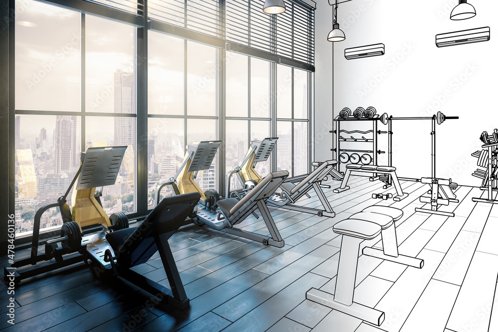 Body Building Center Inside a Penthouse Recreation Area (draft) - 3D ...
