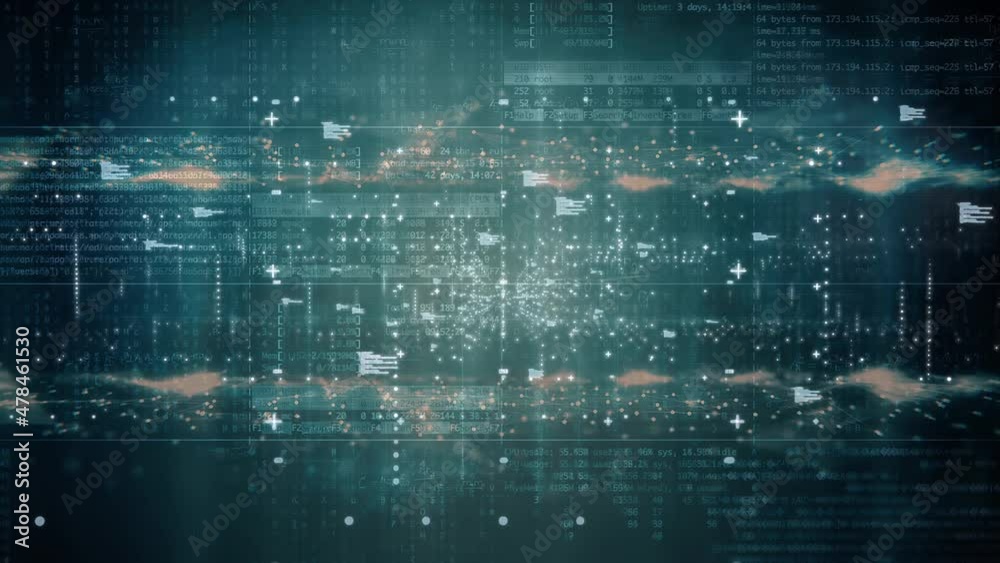 4k abstract dark digital grid data communication technology background ...