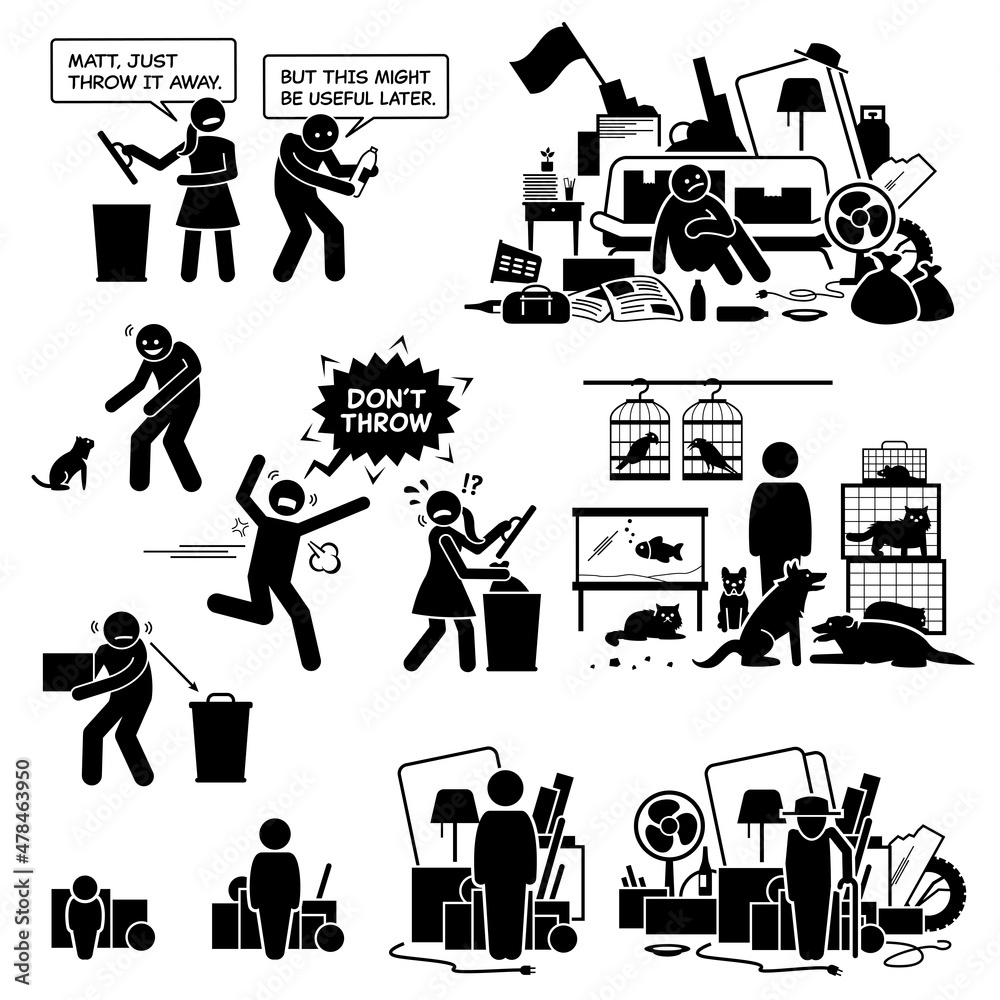 Obsessive compulsive disorder OCD. Hoarder hoarding mental disorder ...