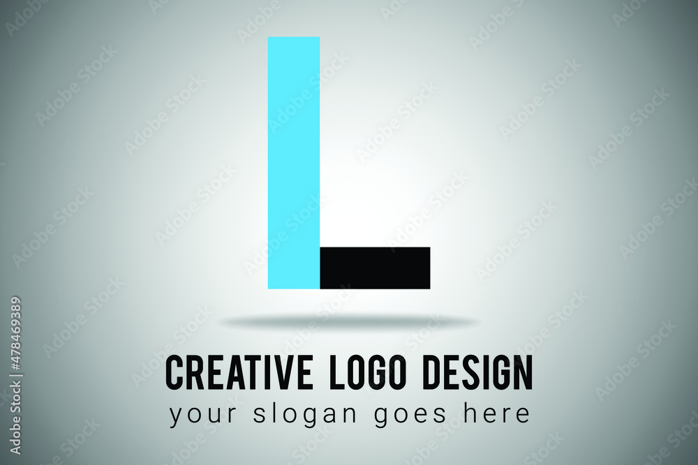 Letter L Logo in blue and black Color minimal logo design. Creative L ...