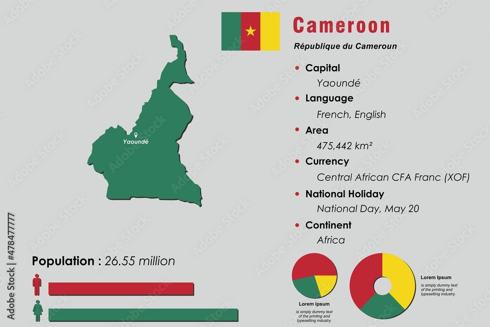 Cameroon infographic vector illustration complemented with accurate ...