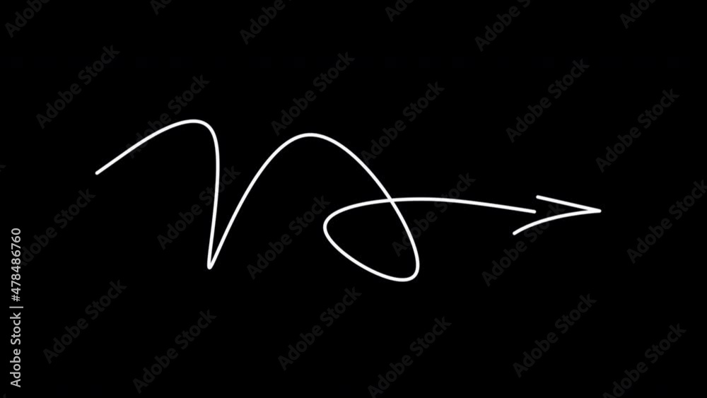 Animated drawn Arrows symbols on black background. White arrow 4k ...