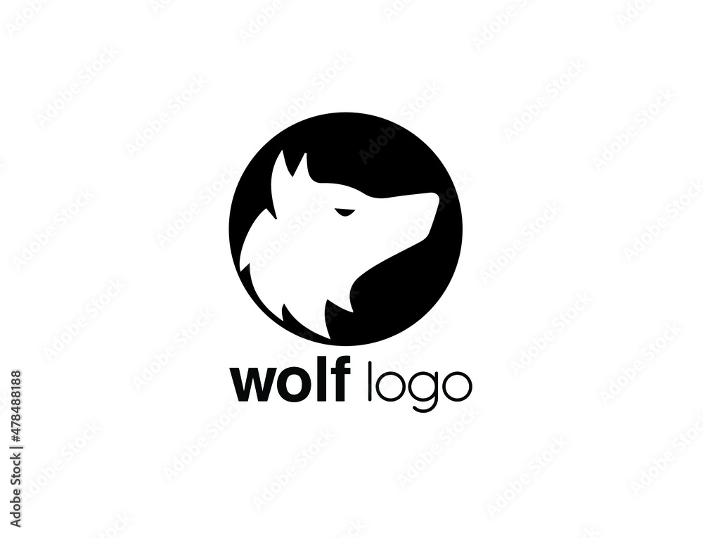 wolf logo black and white vector illustration Stock Vector | Adobe Stock