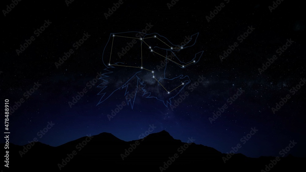 Pegasus Constellation in outer space. Pegas constellation stars with ...