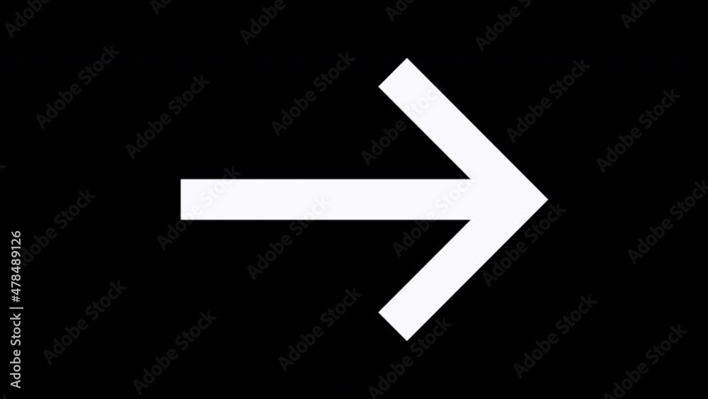 Animated flat Arrows symbols on black background. White arrow 4k ...