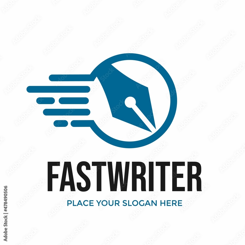Fast writer vector logo template. This design use pen symbol. Stock ...