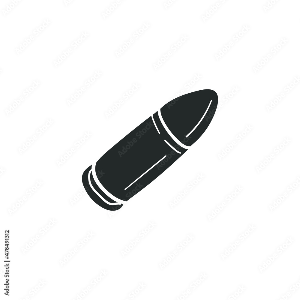 Bullet Icon Silhouette Illustration. Ammunition Projectile Vector ...