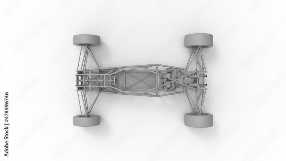 3D rendering of a race car frame chasis made out of tubes and pipes ...