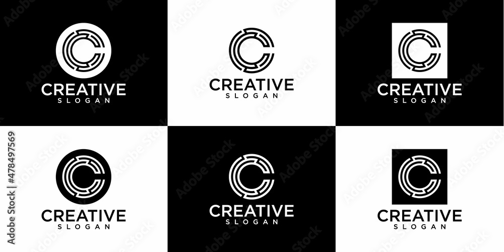c monogram logo design Stock Illustration | Adobe Stock
