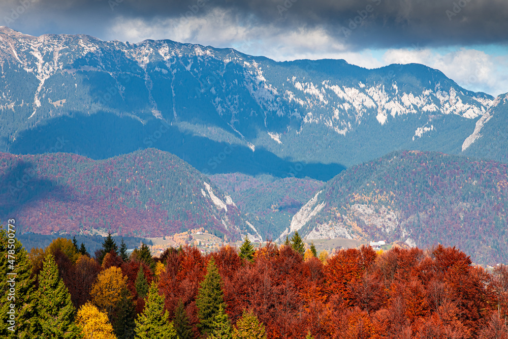Landmarks of Romania. Travel to Transylvania. Autumn view to the ...