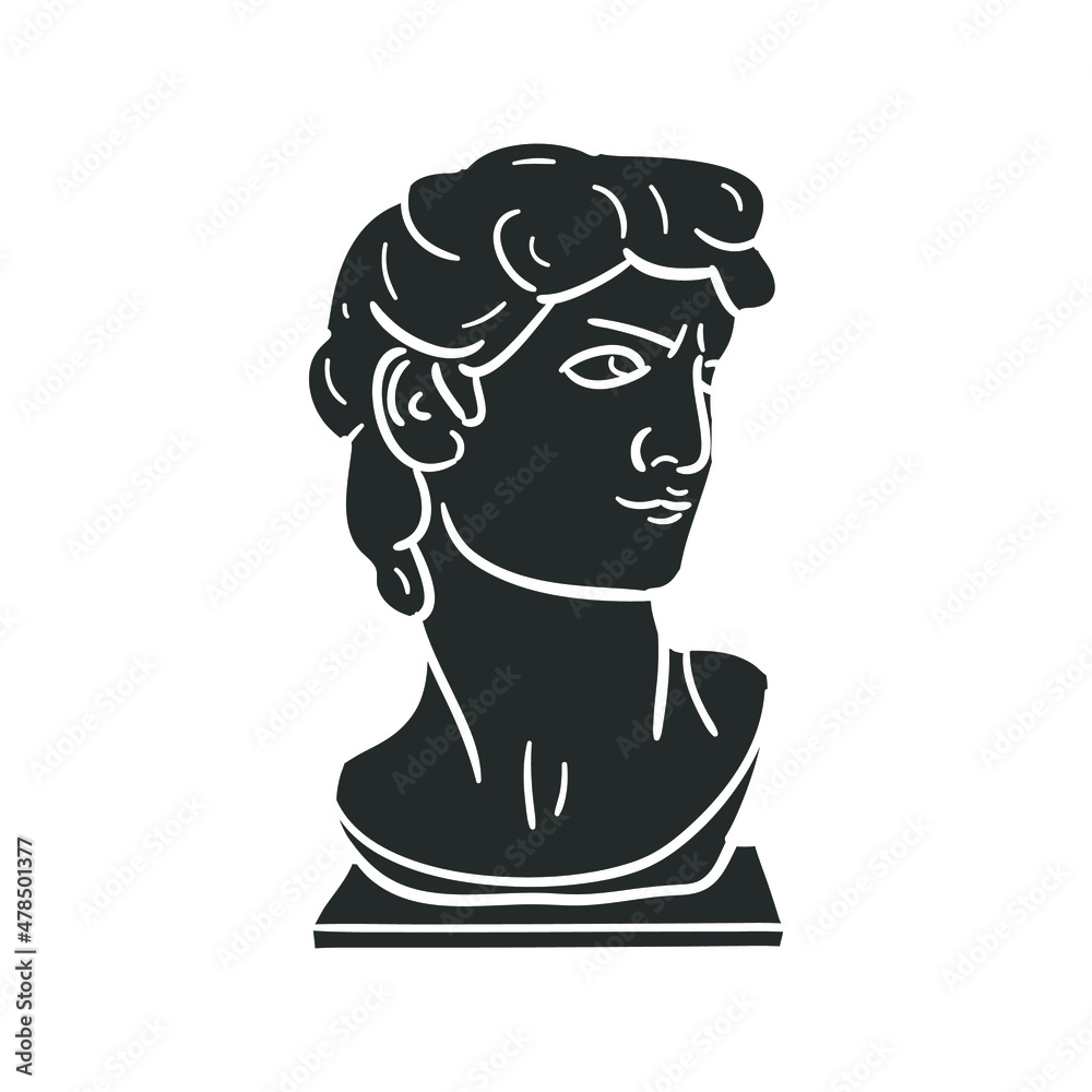 Ancient Sculpture Icon Silhouette Illustration. Bust Antique History ...