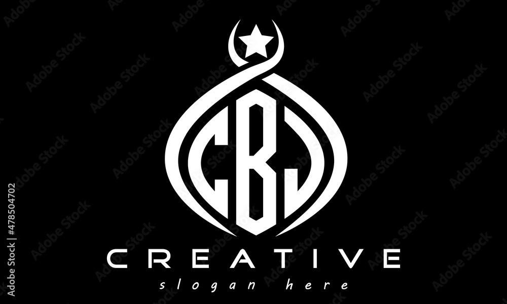 CBJ three letters monogram curved oval initial logo design, geometric ...
