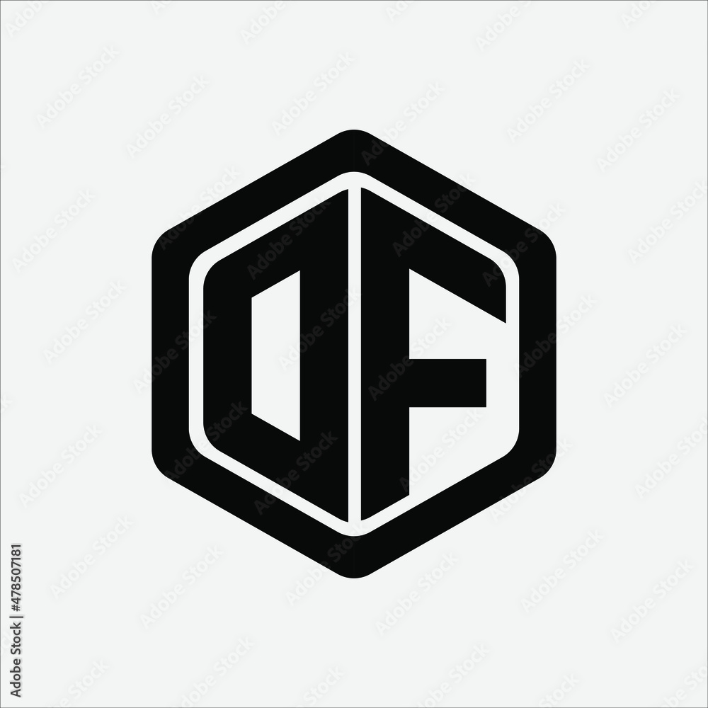 DF letter logo design emblem vector icon, template with white DF ...