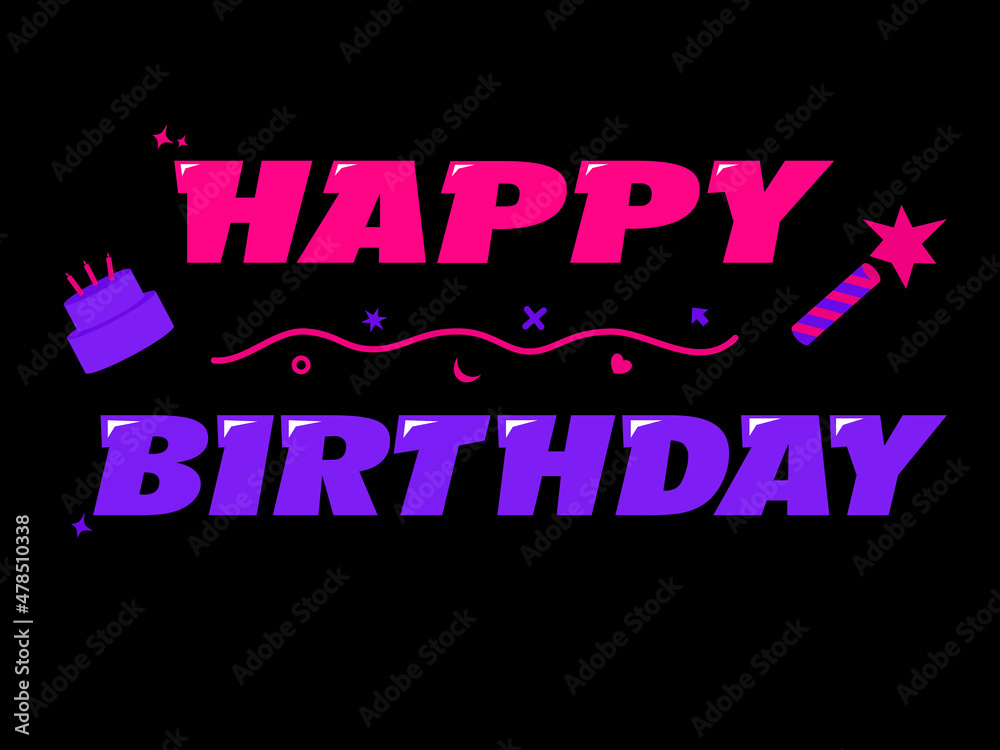 happy birthday card color text Stock Vector | Adobe Stock