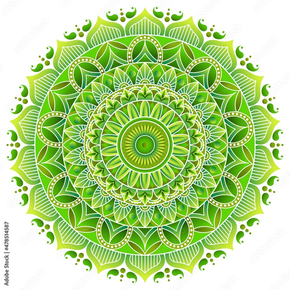 3D Green mandala Design Stock Vector | Adobe Stock
