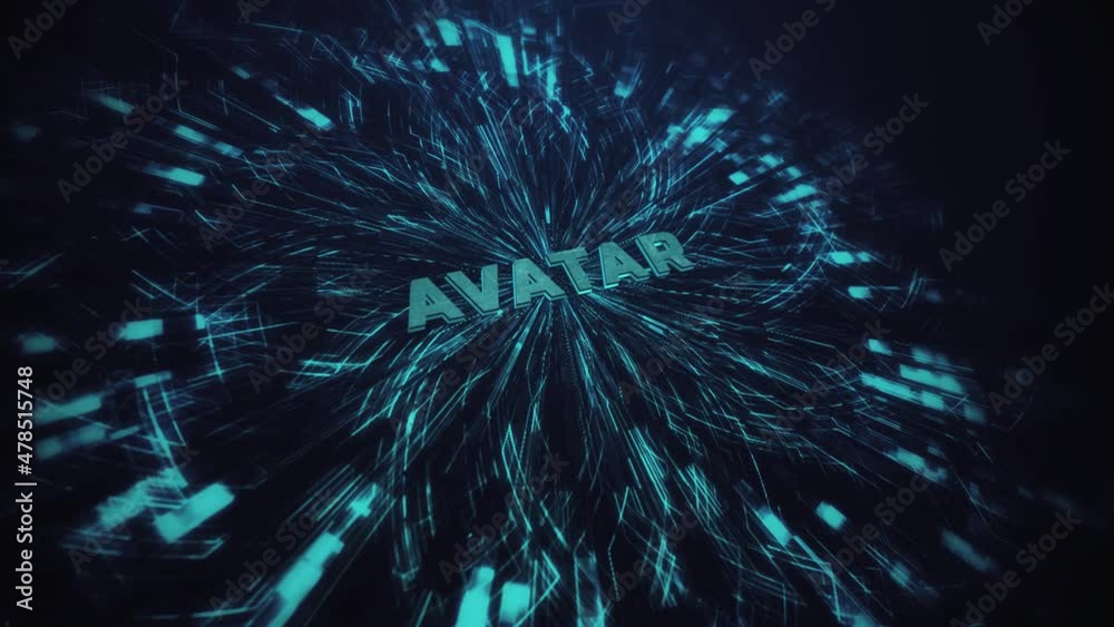 3D Avatar Text on Abstract Blue Background Stock Video | Adobe Stock