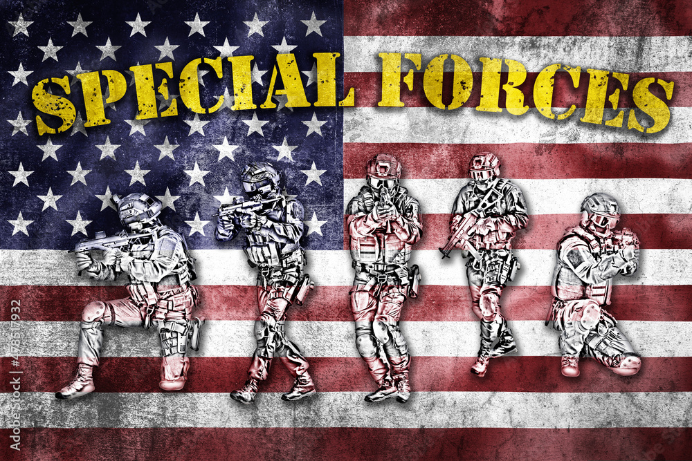 Special forces tactical team in action, unmarked and unrecognizable ...