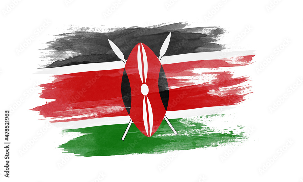 Kenya flag brush stroke, national flag Stock Illustration | Adobe Stock