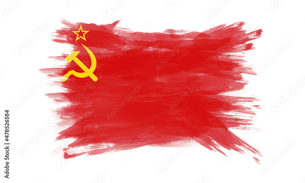 Soviet Union flag brush stroke, national flag Stock Illustration ...