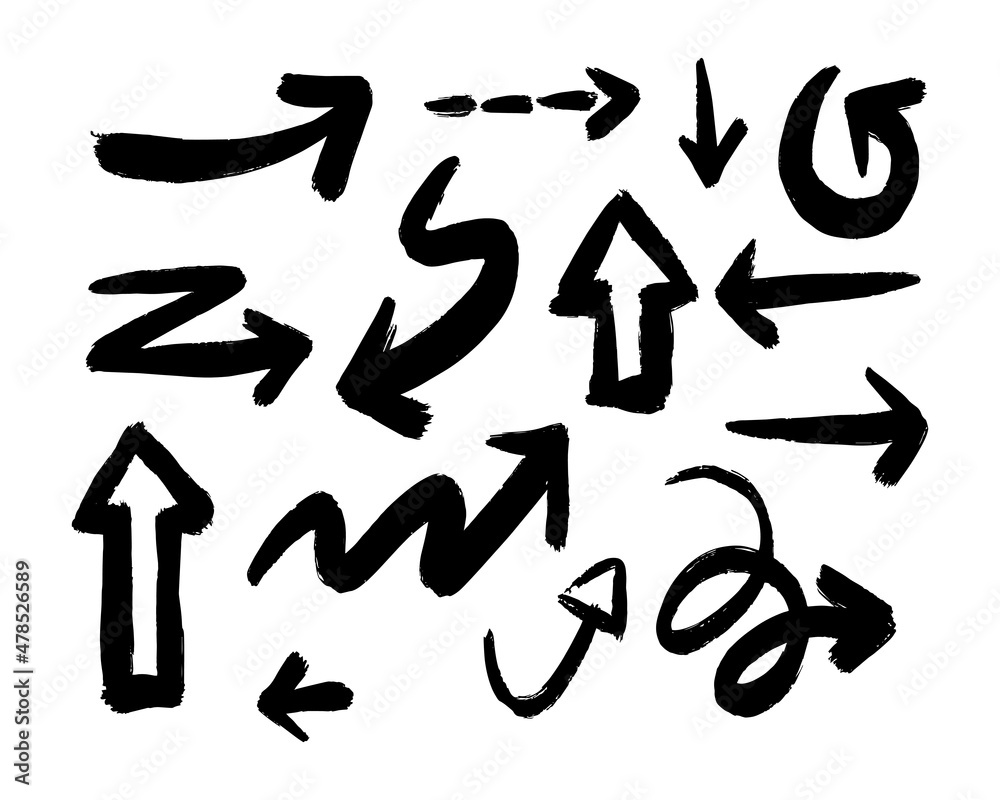 set of arrow icons in a scribble cartoon style. hand-drawn vector of ...