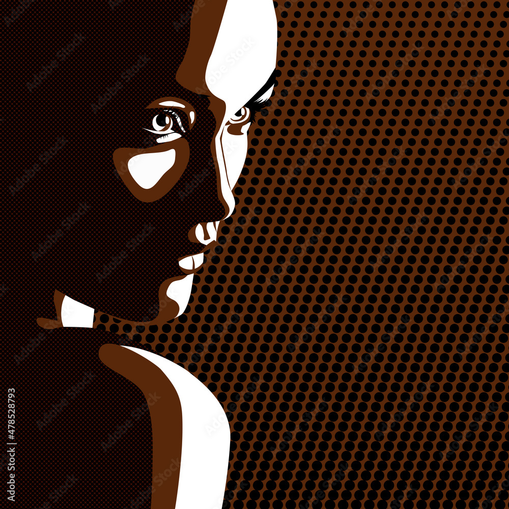 Woman. Abstract girl's portrait. Young beautiful female face drawing ...