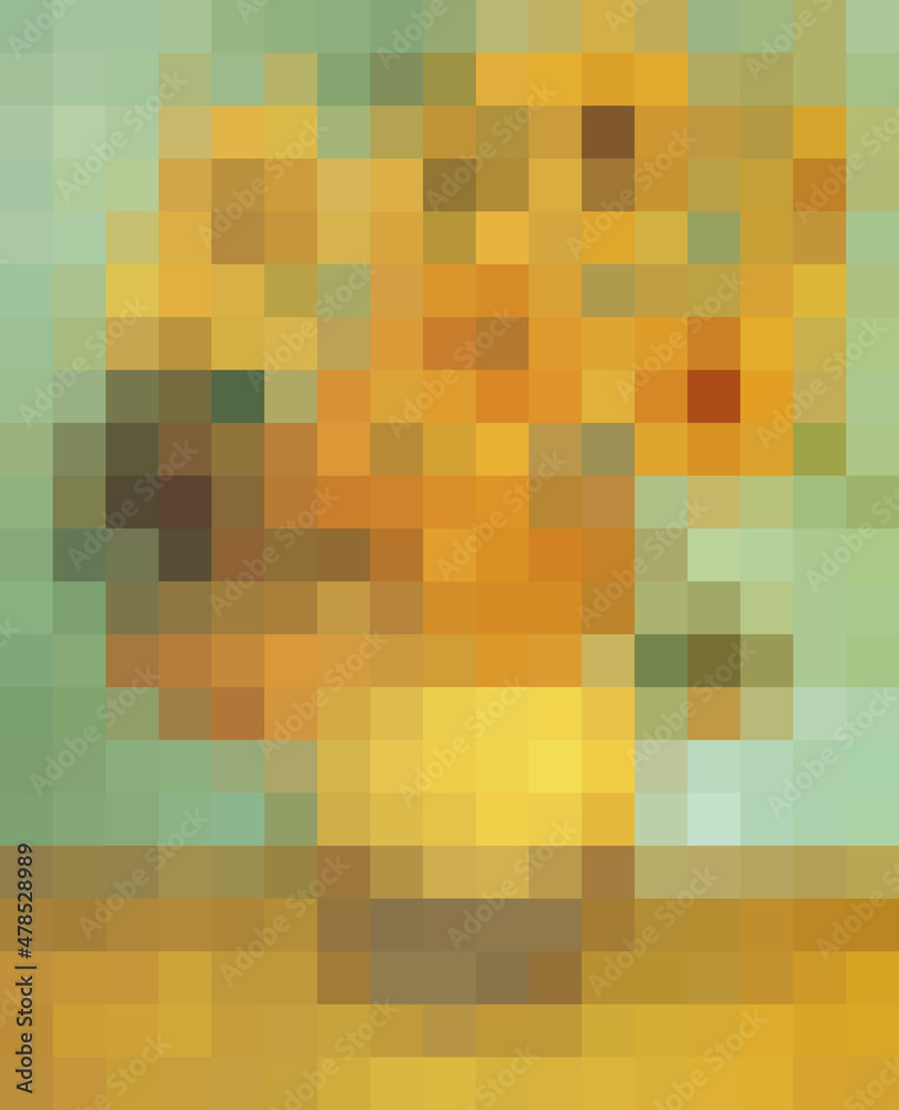 Abstract still life drawing in Pixel art, stylization of painting ...