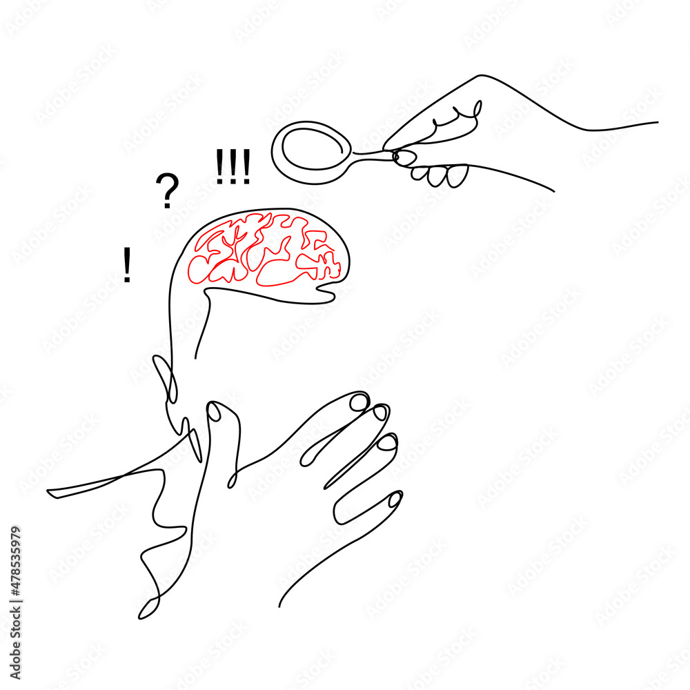 continuous drawing of a man with an unsatisfied psyche Stock Vector ...