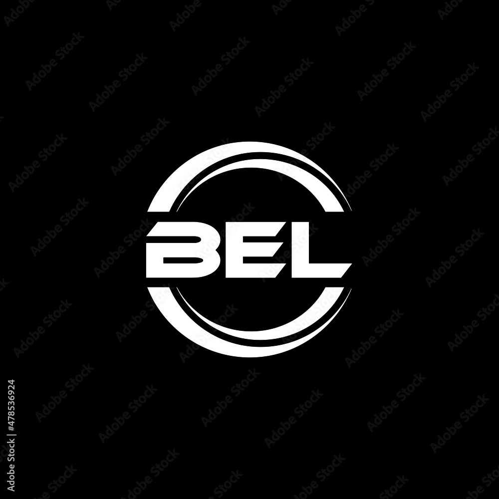 Vecteur Stock BEL letter logo design with black background in ...