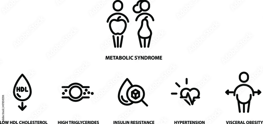 Symptoms of Metabolic Syndrome , vector icon 素材庫向量圖 | Adobe Stock
