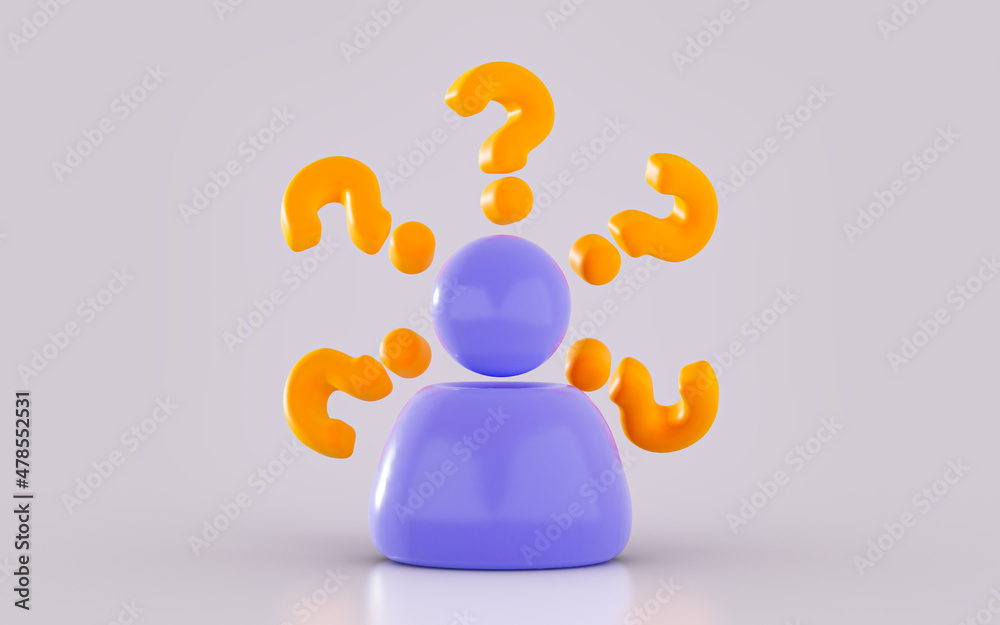 user Confused Thinking Question Mark symbol background 3d render ...