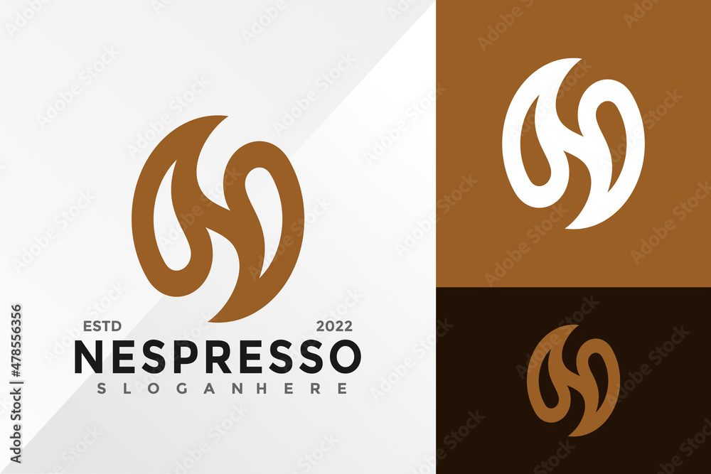 Letter N Coffee Shop Logo Design Vector illustration template Stock ...