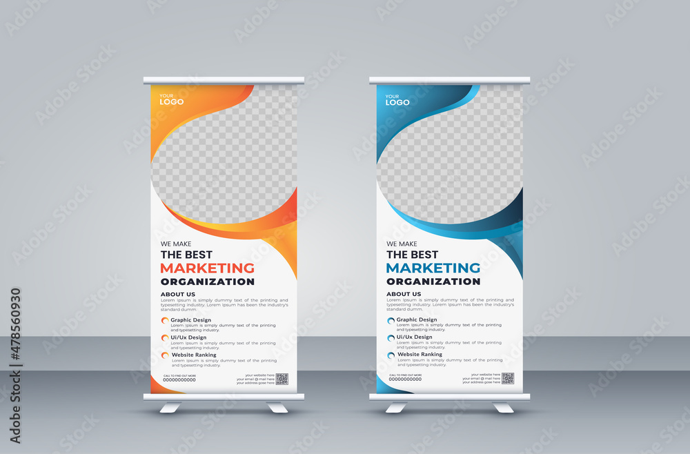 Roll Up Banner Stand Poster Brochure flat design template Stock Vector ...