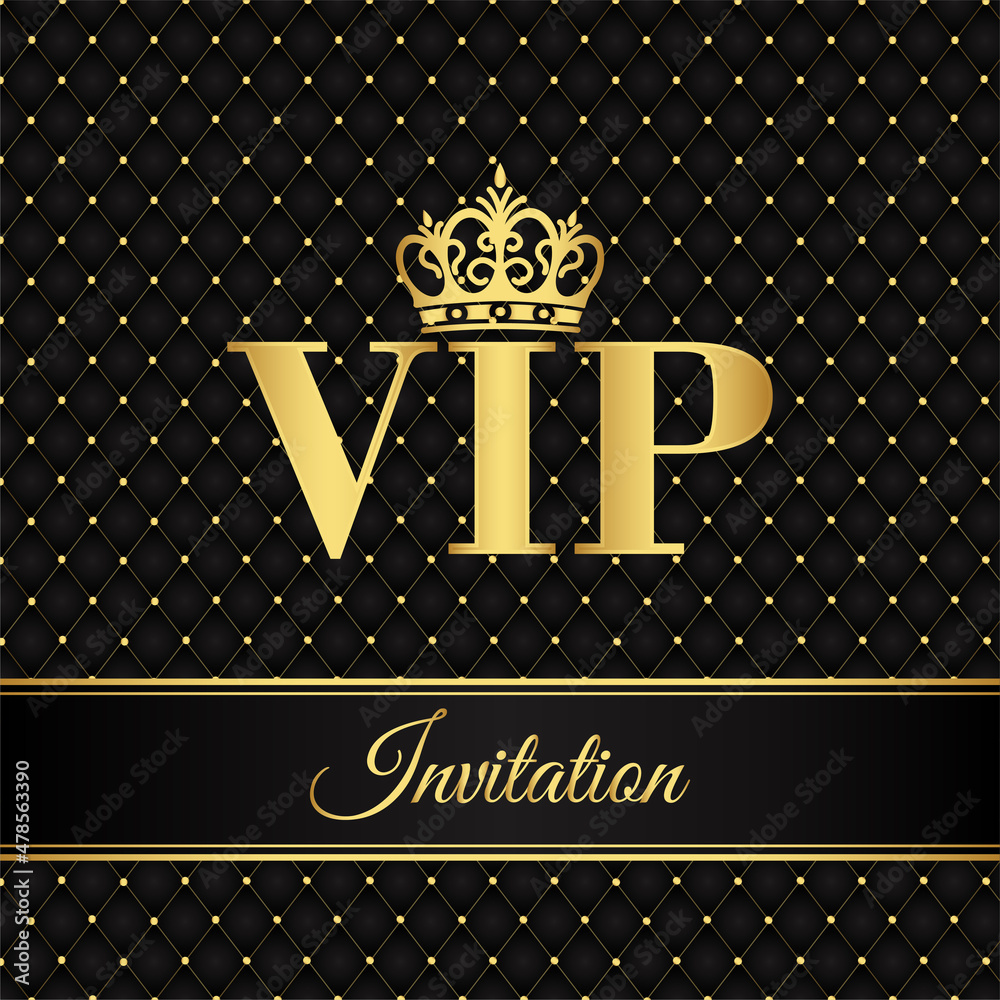 VIP invitation design template. Vector golden crown and VIP invitation ...