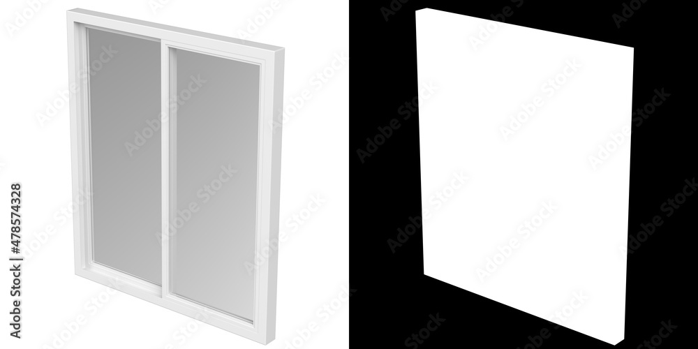 3D rendering illustration of a double rail sliding window Stock ...