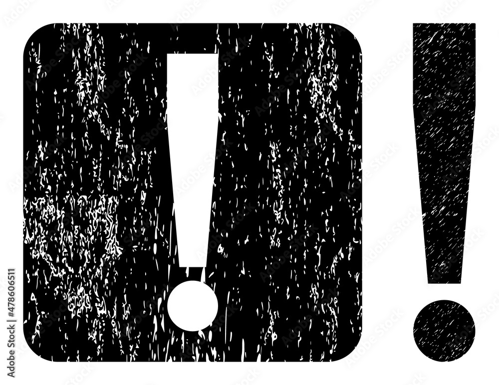 Vector exclamation sign stencil icon. Grunge exclamation sign seal ...