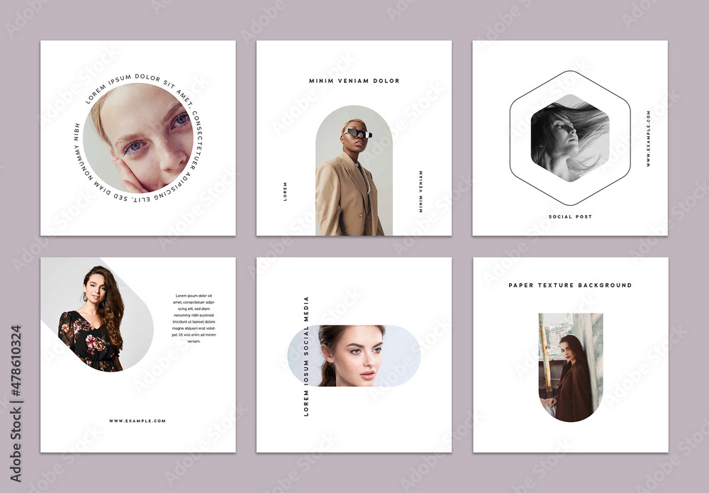 Simple Social Media Layouts with Photo Placeholders Stock Template ...
