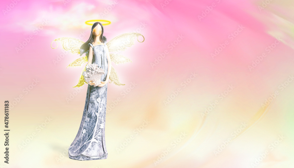 Angel with halo on clorful background (purle, yellow, gold) - heaven ...