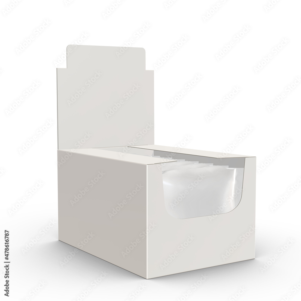 3D rendering - High resolution image display box template isolated on ...