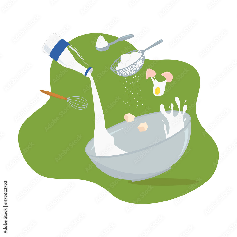 Cooking process vector illustration isolated on white. Recipe ...