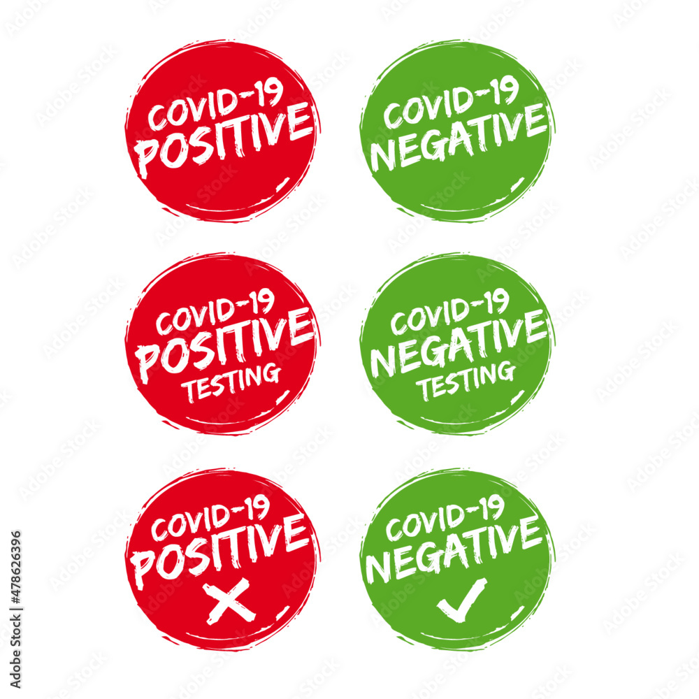 Abstract red grungy test stamp Covid-19 with circular illustration ...