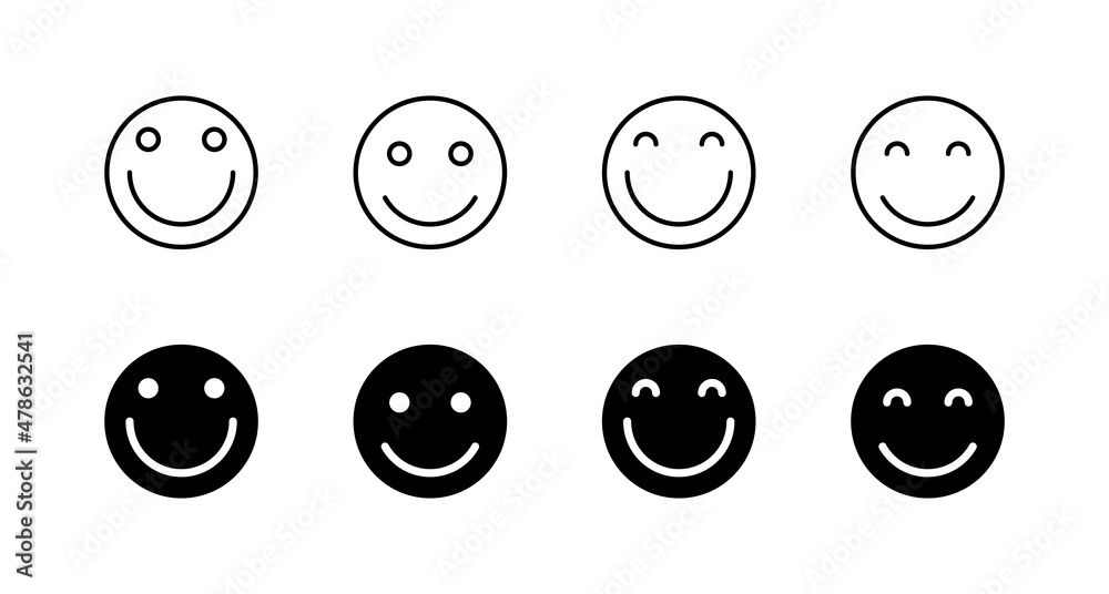 Smile icons set. smile emoticon icon. feedback sign and symbol Stock ...