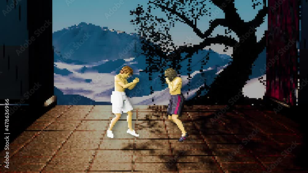 pixel art fighting arcade game background Stock Video | Adobe Stock