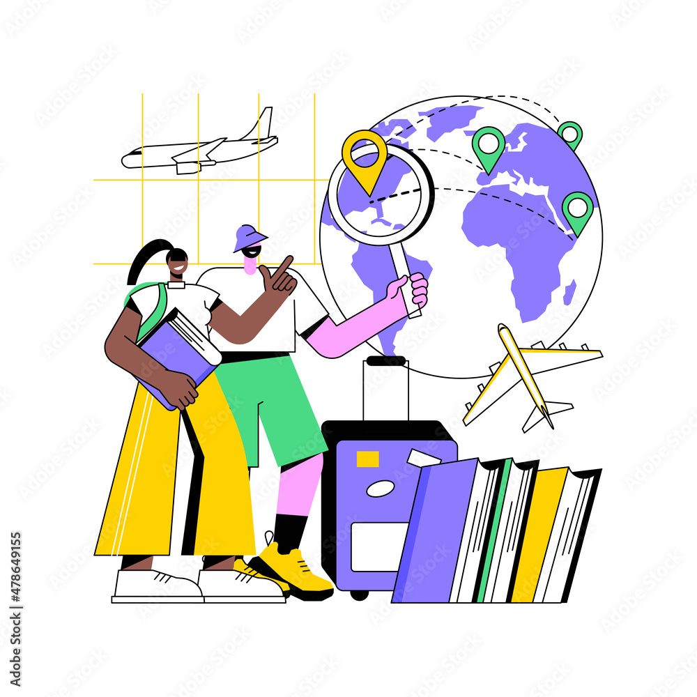 Educational tourism abstract concept vector illustration. International ...