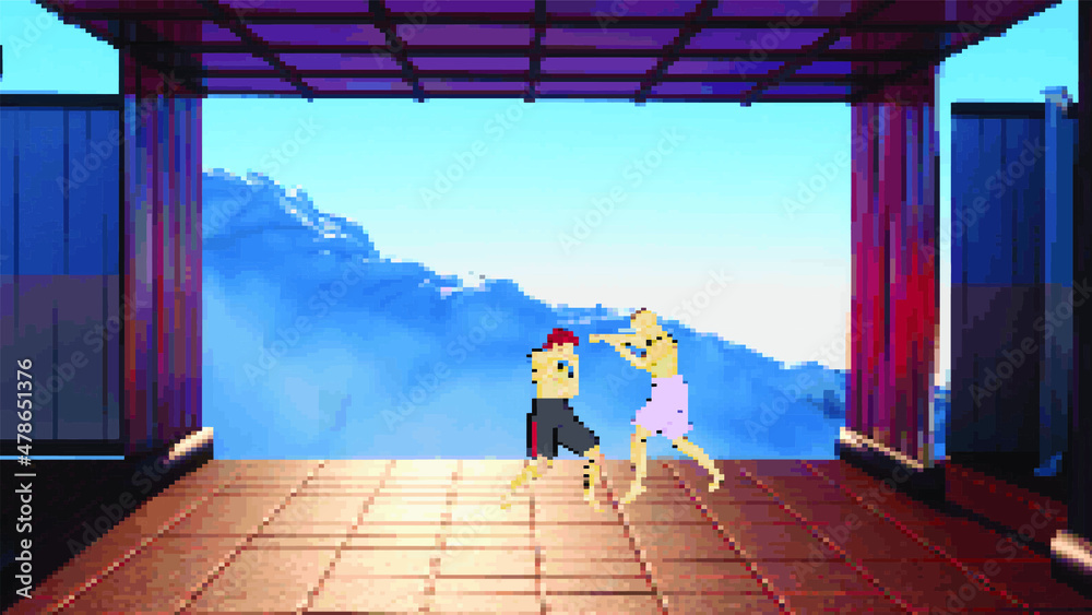 Photo & Art Print pixel art fighting arcade game background vector ...