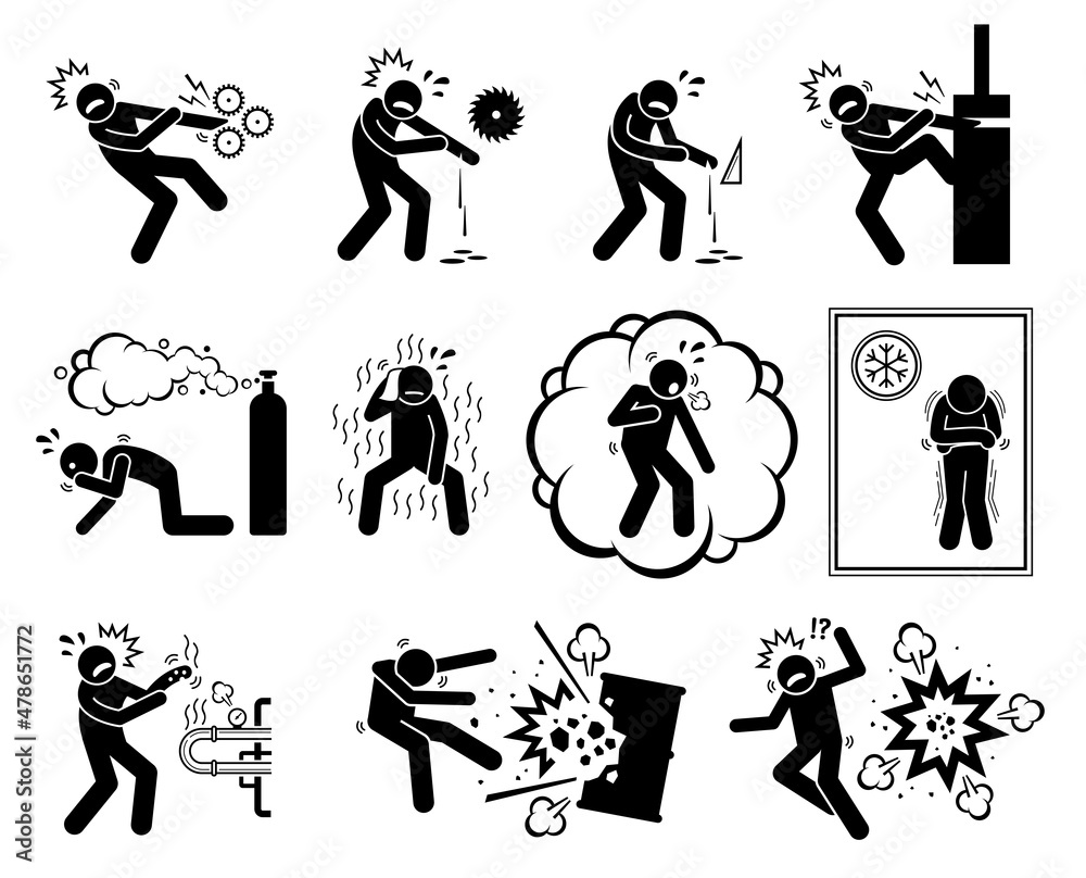 Fototapeta Warning sign, danger risk symbol, and safety precaution at ... Fototapeta Warning sign, danger risk symbol, and safety precaution at ...
