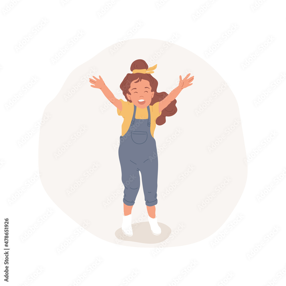 Happiness isolated cartoon vector illustration. Happy kid showing ...