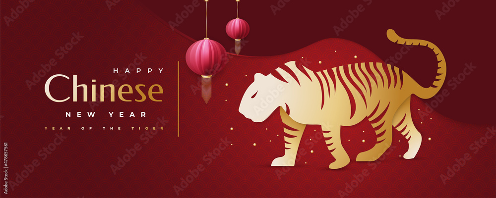 Chinese New Year 2022 Year of The Tiger. Chinese New Year Banner with ...