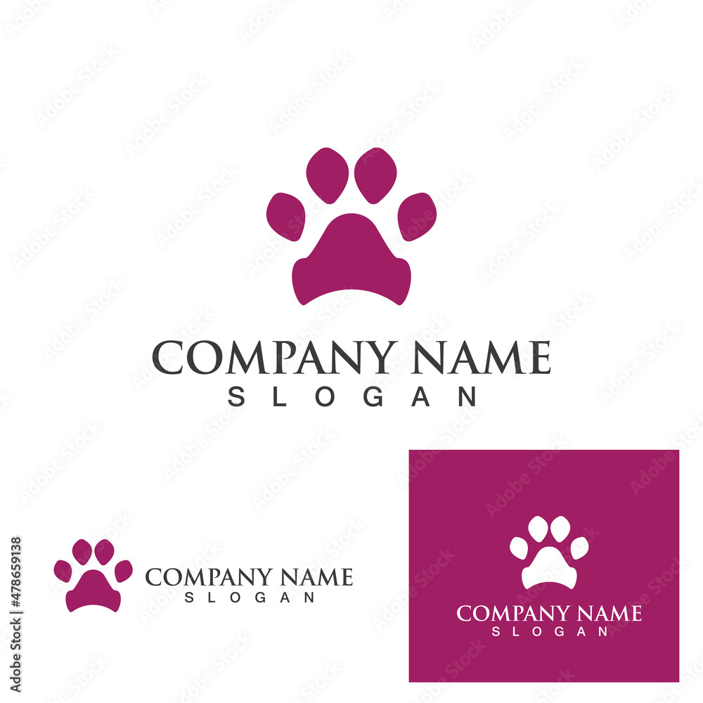 Dog foot print symbol and logo vector Stock Vector | Adobe Stock