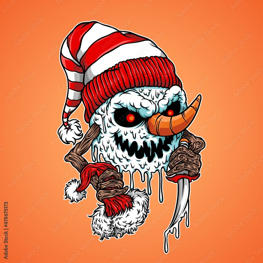 evil snowball illustration with scary face Stock Vector | Adobe Stock
