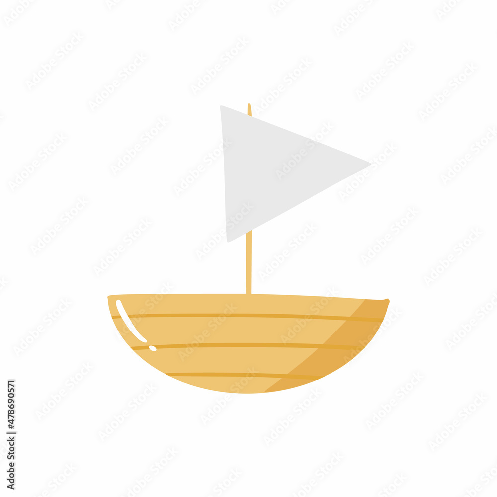 Cute doodle sailboat in hand drawn style, design boat children nursery ...